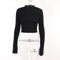 China OEM maufactory Pure color street sweater farbic female slim turtlenecks long sleeve warm and base short casual wild top for sale