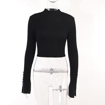 China OEM maufactory Pure color street sweater farbic female slim turtlenecks long sleeve warm and base short casual wild top for sale