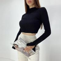 China OEM maufactory Pure color street sweater farbic female slim turtlenecks long sleeve warm and base short casual wild top for sale