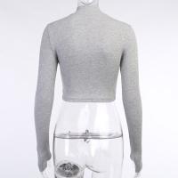 China OEMmaufactory Autumn  New Slim Solid Sympotic cotton v-neck Long -sleeved Top for sale