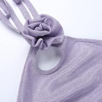 China OEM maufactory Summer newpolyester sleeveless parties sexy slim hot girl stereo flower design hanging neck top suits for sale