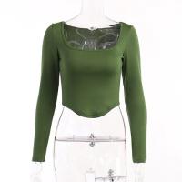 China OEM maufactory Casual Top Female Autumn Polyester Long Sleeve Sexy Circular Babes U Collar T Shirts for sale