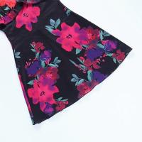 China OEM maufactory European and American  polyrster sleeveless short skirt sexy V -neck rose printed ruffled camisole dress for sale
