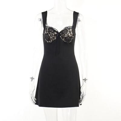 China OEM maufactory Skirts Autumn cross -border new sexy sleeveless lacewave collar short skirt dress for sale