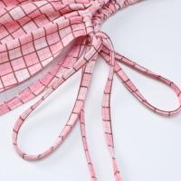 China OEM  maufactory long -sleeved short skirt side polyester women's pink lattice dress for sale