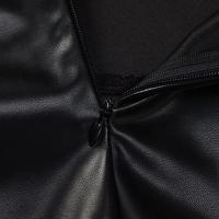 China OEM  maufactory New Women's  Deep V -neck sleveless polyester Deep -back dress high -waist hip tight PU leather skirt for sale