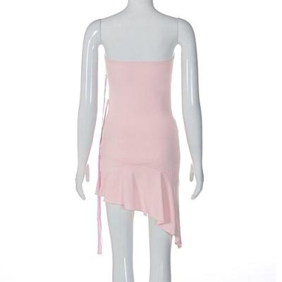 China OEM maufactory European and American style 2023 Summer new short polyester sexy tube top skirt fashion dress for sale