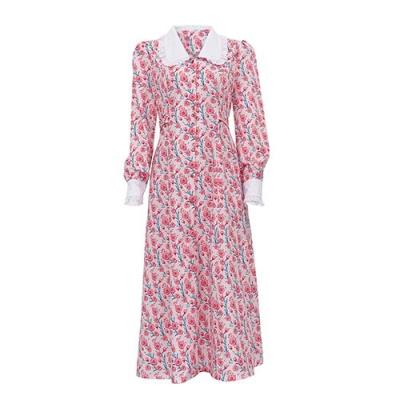 China OEM maufactory  Print Long Skirt Doll Collars Polyester European American Long Sleeved for sale