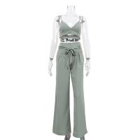 China OEM maufactory Summer Women'S Exposed Umbilical Camsy Tops High Waist Wide Leg Pants for sale