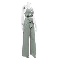 China OEM maufactory Summer Women'S Exposed Umbilical Camsy Tops High Waist Wide Leg Pants for sale