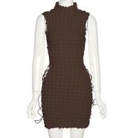 China OEM maufactory Polyester Spring Summer Round Neck Sleeveless Sexy Belt European American Style for sale