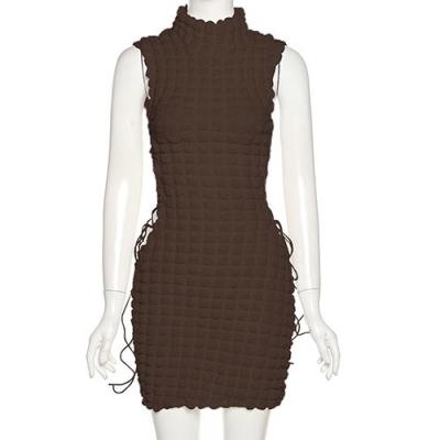 China OEM maufactory Polyester Spring Summer Round Neck Sleeveless Sexy Belt European American Style for sale