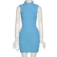 China OEM maufactory Polyester Spring Summer Round Neck Sleeveless Sexy Belt European American Style for sale