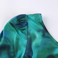 China OEM maufactory Tie Dye Oblique Shoulder Polyester Commute Hip Rope Skirt Stitching Long Sleeved for sale