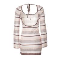 China OEM maufactory Cross Border Women'S Polyester Striped Stamps Sexy Back Repair Thin Dress for sale