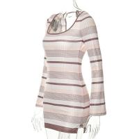 China OEM maufactory Cross Border Women'S Polyester Striped Stamps Sexy Back Repair Thin Dress for sale