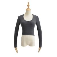 China OEM maufactory U Collar Long Sleeved T Shirt Female 22 Autumn Polyester Hot Girl for sale
