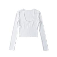 China OEM maufactory U Collar Long Sleeved T Shirt Female 22 Autumn Polyester Hot Girl for sale