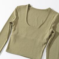 China OEM maufactory U Collar Long Sleeved T Shirt Female 22 Autumn Polyester Hot Girl for sale