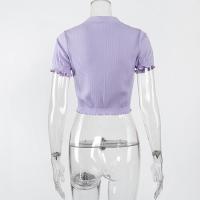 China OEM maufactory Cross -border polyester new European and American  short -sleeved sexy V -neck short T -shirt for sale
