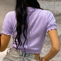 China OEM maufactory Cross -border polyester new European and American  short -sleeved sexy V -neck short T -shirt for sale