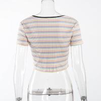 China OEM maufactory Keliou Foreign Trade polyester  cross -border European and American  sexy short zipper rainbow t -shirt for sale