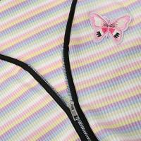 China OEM maufactory Keliou Foreign Trade polyester  cross -border European and American  sexy short zipper rainbow t -shirt for sale