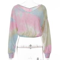 China OEM maufactory European and American  polyester new long -sleeved V -neck loose band -dyeing printed short T -shirt w for sale