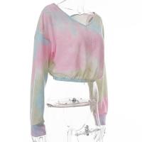 China OEM maufactory European and American  polyester new long -sleeved V -neck loose band -dyeing printed short T -shirt w for sale