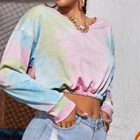 China OEM maufactory European and American  polyester new long -sleeved V -neck loose band -dyeing printed short T -shirt w for sale