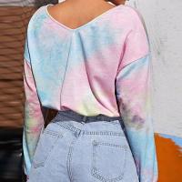 China OEM maufactory European and American  polyester new long -sleeved V -neck loose band -dyeing printed short T -shirt w for sale
