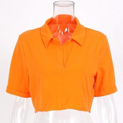 China OEM maufactory European and American style  polyester v-neck women's new basic foundation looseT -shirt for sale