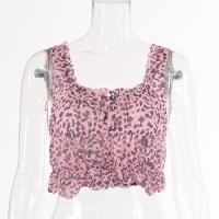 China OEM European And American Women'S Clothing Polyester Square Neck Folds Slim Vest for sale