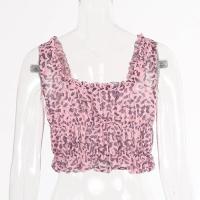 China OEM European And American Women'S Clothing Polyester Square Neck Folds Slim Vest for sale