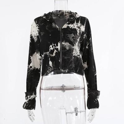 China OEM Polyester Women'S Long Sleeved Hooded Top Top Zipper Cardigan for sale
