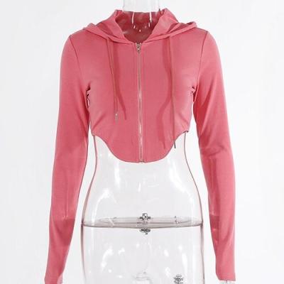 China OEM European And American Women'S Solid Color Navel Lapel Zipper Long Sleeved Top for sale