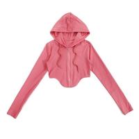 China OEM European And American Women'S Solid Color Navel Lapel Zipper Long Sleeved Top for sale