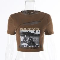 China OEM Summer European And American Sexy Female T -Shirts Printing Hollowed Umbilical for sale