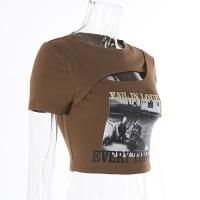 China OEM Summer European And American Sexy Female T -Shirts Printing Hollowed Umbilical for sale