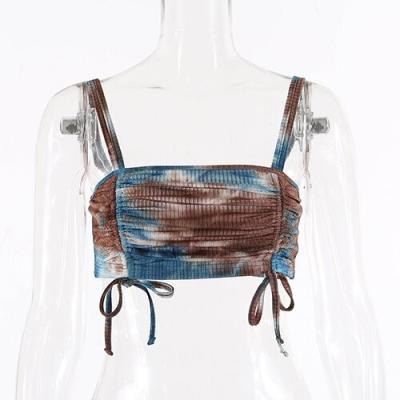 China OEM Summer One Word Back - Back Top Jacket Tie Dye Camisole Small Vest for sale