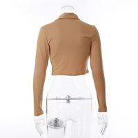 China OEM Women'S Sexy Long Sleeved T -Shirt Elastic Slim Tube Top Irregular Split for sale