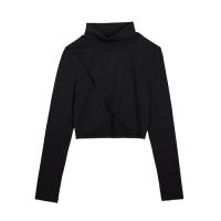 China OEM Women'S Sexy Long Sleeved T -Shirt Elastic Slim Tube Top Irregular Split for sale