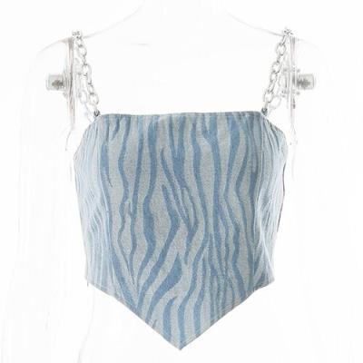 China OEM European And American Style Women'S Chain Navel Vest Female Open Back Short for sale