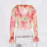 China OEM maufactory European and American women's clothing polyester2023 Summer new sexy deep V -neck long sleeve t -shirt for sale