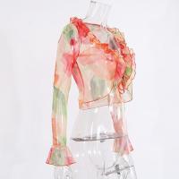 China OEM maufactory European and American women's clothing polyester2023 Summer new sexy deep V -neck long sleeve t -shirt for sale