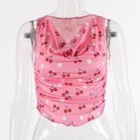 China OEM maufactorCross -border European and American women's clothing  sexy deep V -neck floral vest tight navel camping top for sale