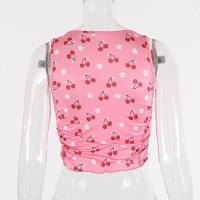 China OEM maufactorCross -border European and American women's clothing  sexy deep V -neck floral vest tight navel camping top for sale