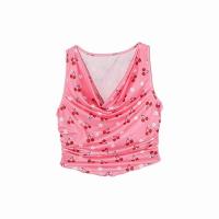 China OEM maufactorCross -border European and American women's clothing  sexy deep V -neck floral vest tight navel camping top for sale