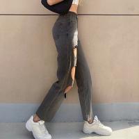 China OEM maufactory new European and American women's clothing casual commute love hollow straight tube slim jeans tro for sale
