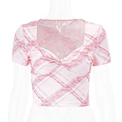 China OEM Summer Wind Vyders Versatile Umbilical Short Sleeved T-Shirt Women V Neck for sale